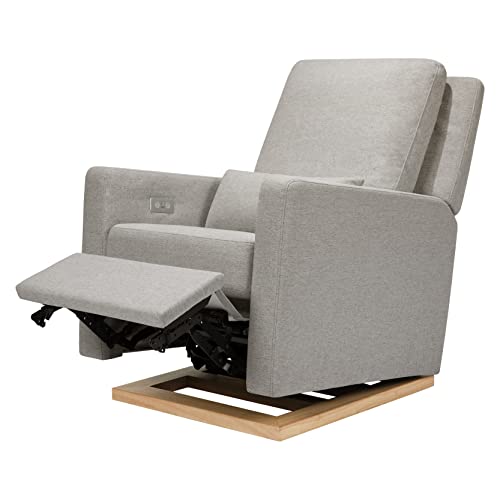 Babyletto Sigi Electronic Power Recliner & Glider with USB Port in Performance Grey Eco-Weave, Water Repellent & Stain Resistant, Greenguard Gold and CertiPUR-US Certified