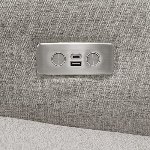 Babyletto Sigi Electronic Power Recliner & Glider with USB Port in Performance Grey Eco-Weave, Water Repellent & Stain Resistant, Greenguard Gold and CertiPUR-US Certified