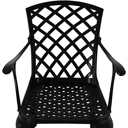 Sunnydaze Patio Chairs Set of 2, Outdoor Metal Dining Chair, Durable Cast Aluminum Construction with Crossweave Design, Black