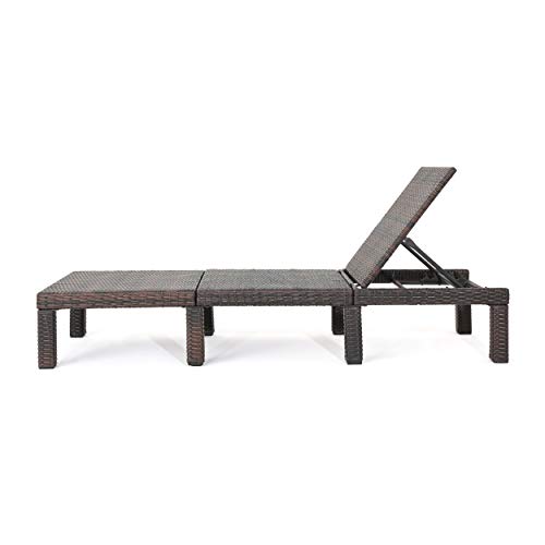 Christopher Knight Home Jamaica Outdoor Wicker Chaise Lounge with Water Resistant Cushion, Multibrown / Orange