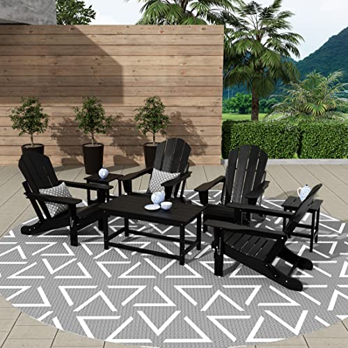 WestinTrends Malibu Outdoor Coffee Table, 35" x 17.5" All Weather Poly Lumber Patio Adirondack Coffee Table for Garden Lawn Porch Balcony, Black