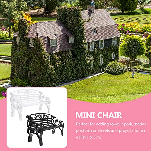 NUOBESTY Miniatures Rustic Bench 2pcs Furniture 1: 6 Scale Miniature Modern Styled Garden Patio Park Bench Garden Decor Sofa Bench Rustic Decor