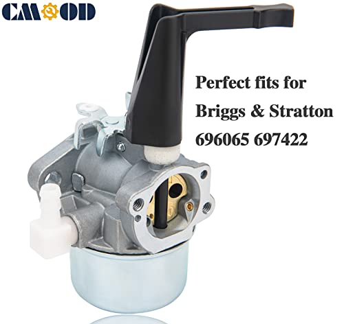 696065 Carburetor Compatible for Briggs & Stratton 697422 110402 110412 215369 Tiller Engine Carb with Mounting Gaskets Kit and 491588S Flat Air Filter Cartridge