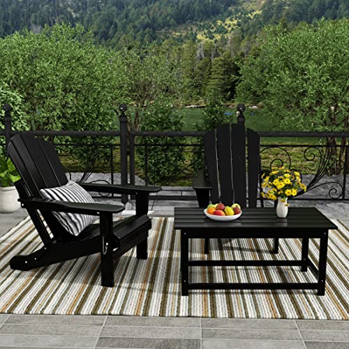 WestinTrends Malibu Outdoor Coffee Table, 35" x 17.5" All Weather Poly Lumber Patio Adirondack Coffee Table for Garden Lawn Porch Balcony, Black