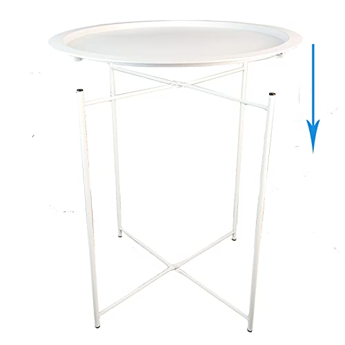 GadnRm Side Table, Outdoor Side Table , Sofa End Table Indoor Accent Table Round Metal Coffee Table ,Waterproof Removable Tray Table
