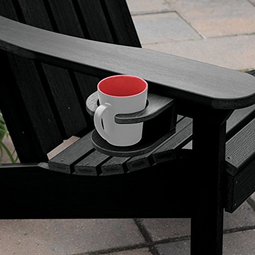 Highwood AD-KITKING1-BKE Hamilton King Size Folding & Reclining Adirondack Chair with Cup Holder, Black