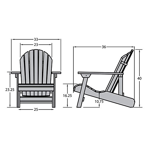 Highwood AD-KITKING1-BKE Hamilton King Size Folding & Reclining Adirondack Chair with Cup Holder, Black