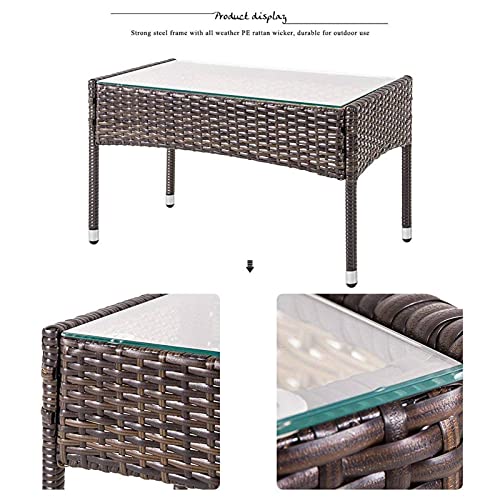 NC 4 PCS Outdoor Garden Rattan Patio Furniture Set Backyard Cushioned Seat Wicker Sofa Kit Brown