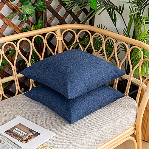 Kevin Textile Pack of 2 Outdoor Waterproof Pillow Covers Throw Pillow Covers Decorative Pillowcases Classic Checkered Pillow Cases for Sofa Couch Patio Garden 24x24 Inch, Blue