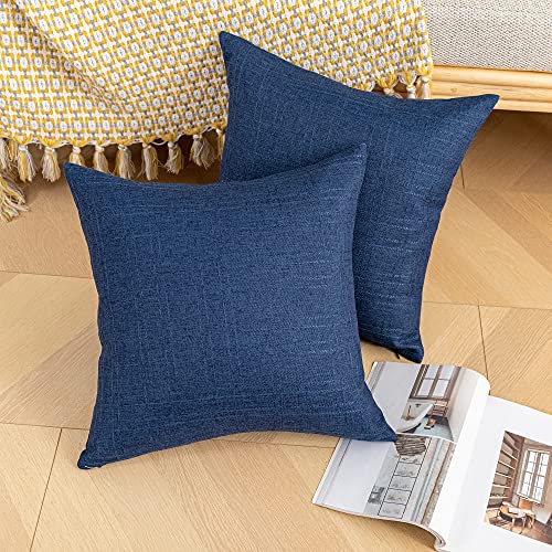 Kevin Textile Pack of 2 Outdoor Waterproof Pillow Covers Throw Pillow Covers Decorative Pillowcases Classic Checkered Pillow Cases for Sofa Couch Patio Garden 24x24 Inch, Blue