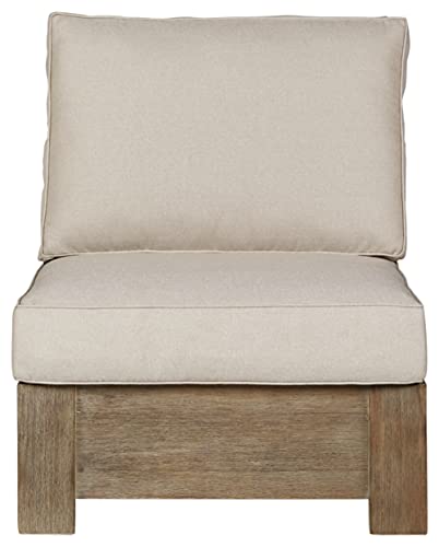 Signature Design by Ashley Silo Point Outdoor Patio Upholstered Armless Chair, Brown