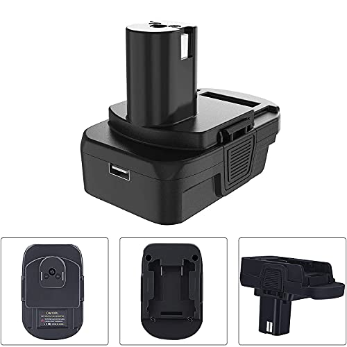 Battery Adapter with USB Port for Dewalt to Ryobi Battery, for Dewalt for Milwaukee Battery Convert to Ryobi 18V Lithium-ion Battery DM18RL