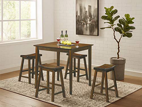 Lexicon Victoria Saddle Wood Dining Stools (Set of 2), 17.5" SH, Distressed Cherry