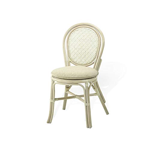 Set of 4 Denver Dining Handmade Wicker Side Chairs with Cream Cushions Natural Rattan, White Wash