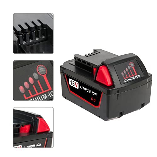 Volt 1799 2Pack 6.0Ah M18 Battery Replacement for Milwaukee 18V Battery Lithium 48-11-1850 48-11-1862 48-11-1840 48-11-1828 48-11-1815