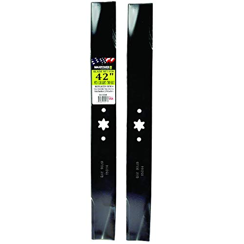 Maxpower 561556B (2) Blade Set for 42" Cut MTD, Cub Cadet, Troy-Bilt Replaces OEM No. 742-04308, 742-04312, 942-04308, 942-04312, 119-8456, 21-3/16" X 2-1/4", White