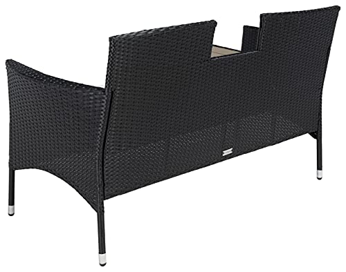 Safavieh Outdoor Collection Viora Wicker Loveseat PAT7710A, Black/White Cushion