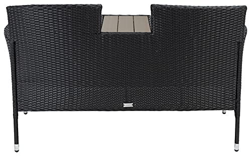 Safavieh Outdoor Collection Viora Wicker Loveseat PAT7710A, Black/White Cushion