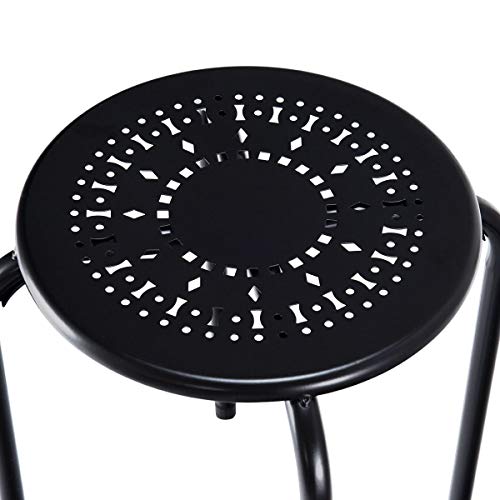 COSTWAY 6-Pack Steel Stack Stools, 17.5-Inch Height Portable Stackable Backless School Stools with Daisy Design, Round Classroom Decoration Stools Set of 6 for Kids Children Students, Black