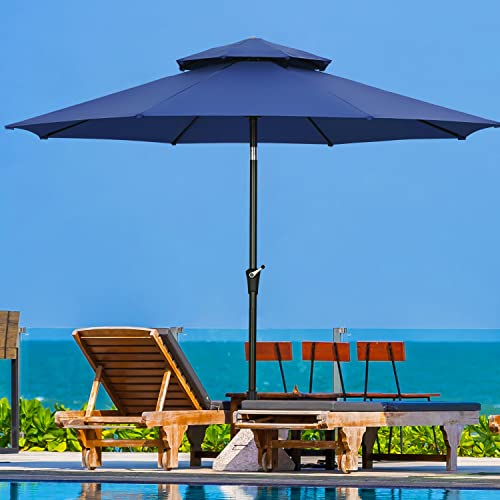Sunoutife Patio Umbrella, 11FT Outdoor Table Umbrella for Yard Garden Pool Market with Tilt Adjustment, Easy Crank, 8 Ribs, Pole Diameter 1.89โ