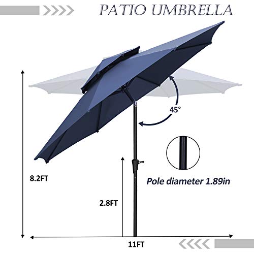 Sunoutife Patio Umbrella, 11FT Outdoor Table Umbrella for Yard Garden Pool Market with Tilt Adjustment, Easy Crank, 8 Ribs, Pole Diameter 1.89โ