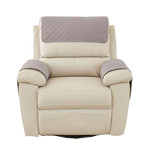 KOFOT Recliner Armrest Cover, 3 Pieces Armrest Cover with Side Pocket Recliner Chair Arm Covers Quilted Headrest Cover Furniture Protector -H