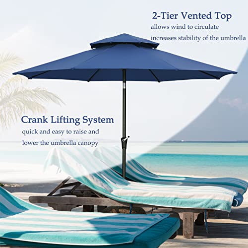 Sunoutife Patio Umbrella, 11FT Outdoor Table Umbrella for Yard Garden Pool Market with Tilt Adjustment, Easy Crank, 8 Ribs, Pole Diameter 1.89โ