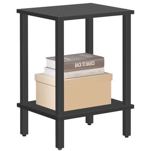 BEEWOOT End Table, Side Table, Nightstand, 2-Tier Storage Shelf, Sofa Table for Small Space, Living Room, Bed Room BETB01BK034