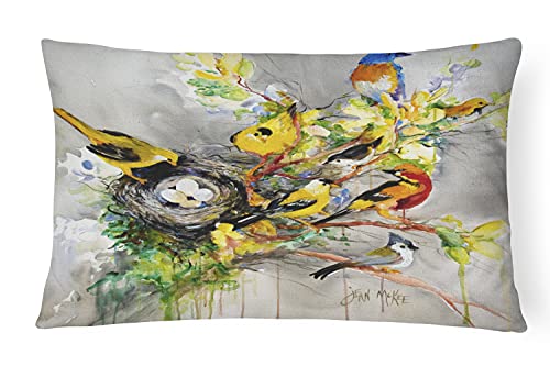 Caroline's Treasures JMK1024PW1216 Spring Birds Canvas Fabric Decorative Pillow, 12H x16W, Multicolor