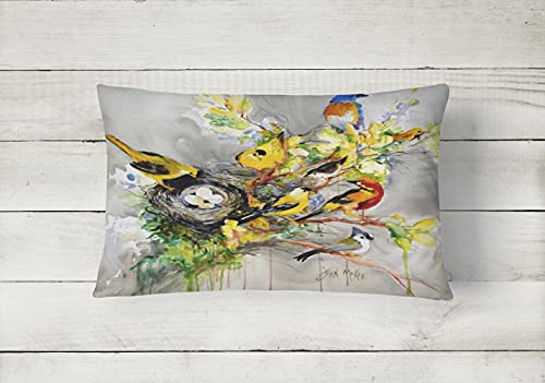 Caroline's Treasures JMK1024PW1216 Spring Birds Canvas Fabric Decorative Pillow, 12H x16W, Multicolor