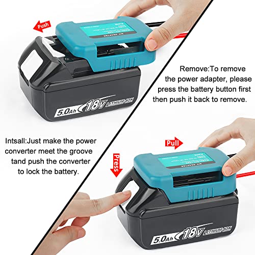 ZLWAWAOL 2 Pack Power Wheel Adapter with Fuse & Switch, Battery Adapter for Makita 18V Lithium Battery, with 16 Gauge Wire,Power Convertor for DIY Ride On Truck,RC Toys,Robotics and Work Lights