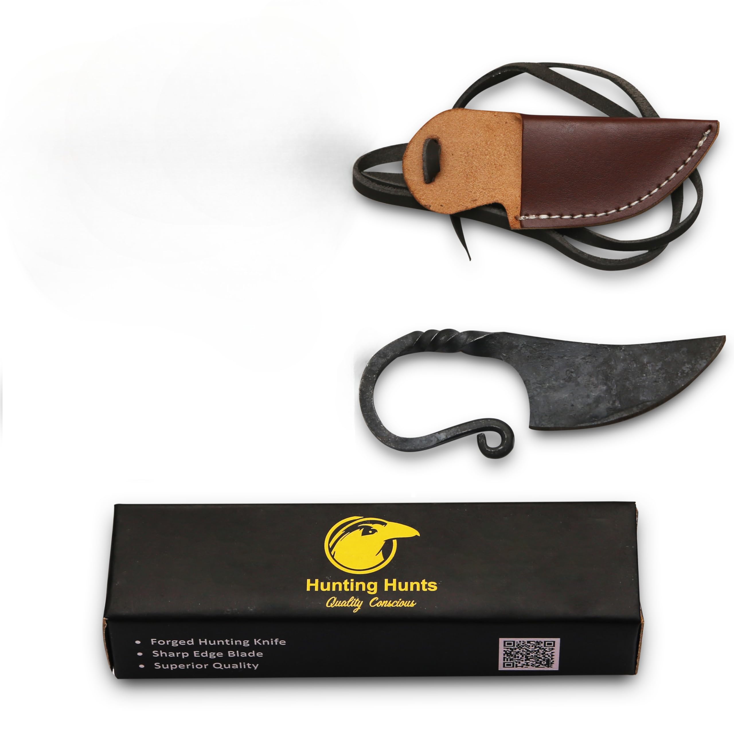 HUNTING HUNTS Celtic Pocket Blade Knife, Hand Forged Fixed & Hardened Blade Knives, Vintage Art Collection Cool Pocket Knife, Unique Gifts for Men, Carbon Steel with Sheath