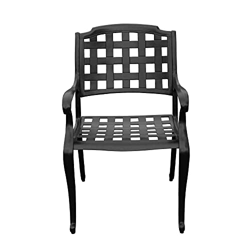 Oakland Living 1048-MESH-KD-CHAIR-LBK Modern Outdoor Mesh Cast Aluminum Black Patio Dining Chair