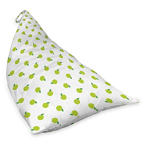 Lunarable Green Lounger Chair Bag, Apple Pattern Fruit Themed Nutritious Food Summer Season Design, High Capacity Storage with Handle Container, Lounger Size, Apple Green and White