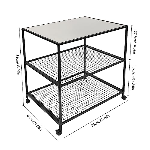 YETINGSHOP Three-Shelf Movable Food Prep and Work Cart Table Stainless Steel Grill Cart Cart Modular Table Suitable for Camping, Indoor and Outdoor, Dining Tables (Without a Handle)