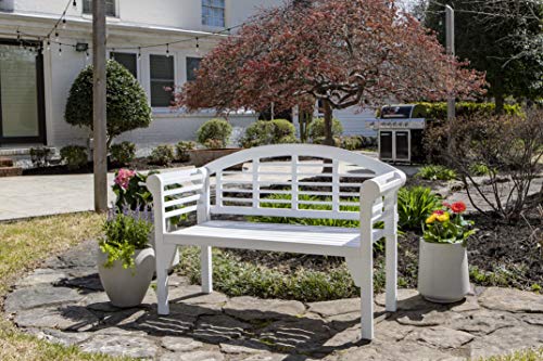 Decor Therapy Terra Wood Outdoor Bench, White