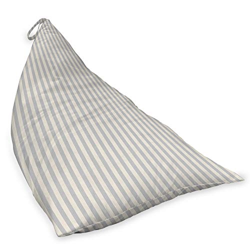 Lunarable Beige Lounger Chair Bag, Vertically Striped Pattern with Grungy Worn Texture Nostalgic Background, High Capacity Storage with Handle Container, Lounger Size, Beige and Pale Grey