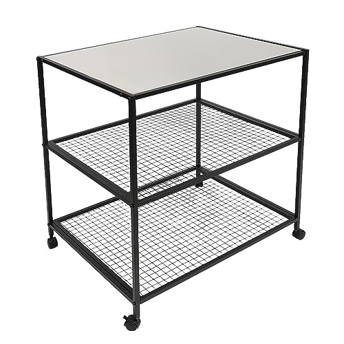YETINGSHOP Three-Shelf Movable Food Prep and Work Cart Table Stainless Steel Grill Cart Cart Modular Table Suitable for Camping, Indoor and Outdoor, Dining Tables (Without a Handle)