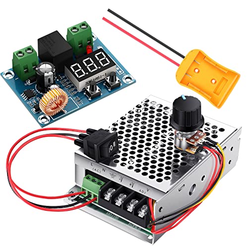 3 Pcs Power Battery Adapter Converter Kit Includes Motor Speed Controller with Switch Battery Power Adapter Low Voltage Protection 40a Fuse for 18V 20V Batteries DIY Display Toys Robots Cars