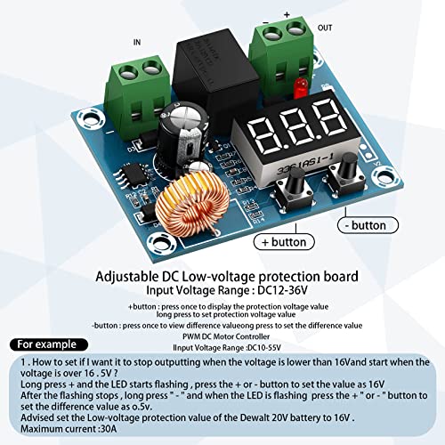 3 Pcs Power Battery Adapter Converter Kit Includes Motor Speed Controller with Switch Battery Power Adapter Low Voltage Protection 40a Fuse for 18V 20V Batteries DIY Display Toys Robots Cars