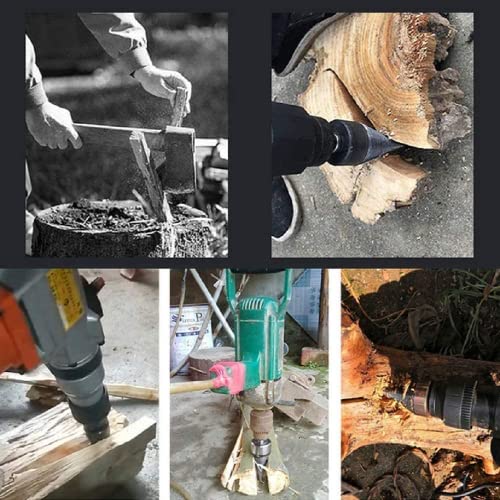 Firewood Log Splitter, 3pcs Drill Bit Removable Cones Kindling Wood Splitting Logs Bits Duty Electric Drills Screw Cone Driver Hex Square Round 32mm