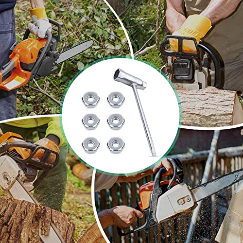Adefol 13 x 19 mm Chainsaw Wrench Scrench with 6 Bar Nuts for Stihl 017 018 019 020 021 023 024 025 026 028 034 Chainsaw Replacement Parts Repair Tools