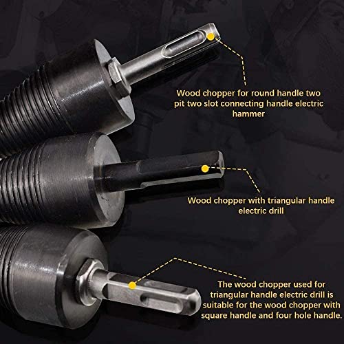 Firewood Log Splitter, 3pcs Drill Bit Removable Cones Kindling Wood Splitting Logs Bits Duty Electric Drills Screw Cone Driver Hex Square Round 32mm