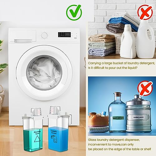 4 Pcs Laundry Detergent Dispenser Fabric Softener Dispenser 78/98 oz Laundry Powder Container Laundry Detergent Holder with Lid 16 Removable Labels for Soap Rice Oatmeal PET Food Grain, Clear (98 oz)