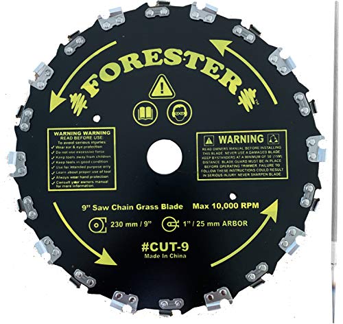 FORESTER Brush Cutter Blades and File Set - Trimmer Chainsaw Tooth Saw Blade - for Trimming Trees, Cutting String, Underbrush, and More - 20 Tooth 9" Circular Brush Blade with 3/16" File