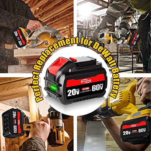 DSANKE DCB612 12.0Ah 20V/60V/120V MAX Lithium Replacement Battery for DeWalt DCB606 DCB612 DCB606-2 DCB609 DCB609-2 DCB204 DCB205 DCB206 20V/60V/120V MAX Cordless Power Tools