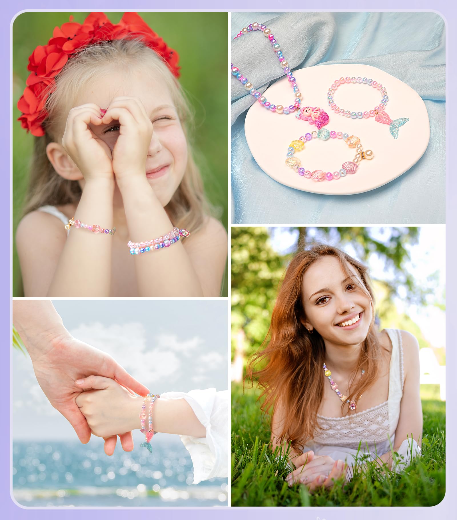 DUDUCOFU 900Pcs Mermaid Bracelet Making Kit + 30 Pack White Velvet Hangers