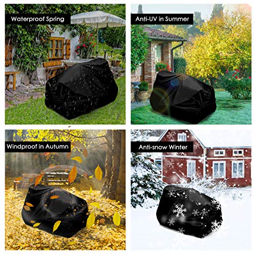 Riding Lawn Mower Cover - Heavy Duty 420D Polyester Oxford Waterproof, UV Protection Universal Fit & Cover Storage Bag-Black