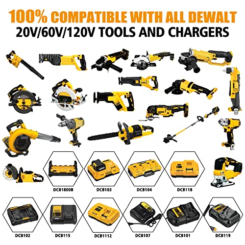 DSANKE DCB612 12.0Ah 20V/60V/120V MAX Lithium Replacement Battery for DeWalt DCB606 DCB612 DCB606-2 DCB609 DCB609-2 DCB204 DCB205 DCB206 20V/60V/120V MAX Cordless Power Tools