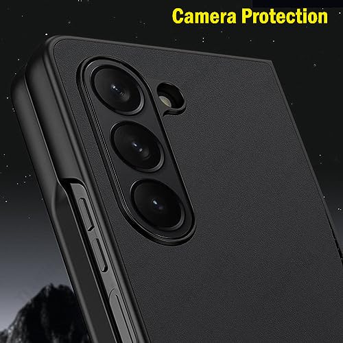 THikk Leather Case for Samsung Galaxy Z Fold 5, Premium Faux Leather Slim Phone Case Scratch Resistant Protective Cover for Samsung Galaxy Z Fold 5,Black